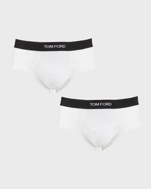 TOM FORD Apos;s 2-pack Solid Jersey Logo-waist Briefs - White
