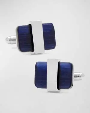 CUFFLINKS, INC. Wrapped Navy Blue Cat Eye - Silver
