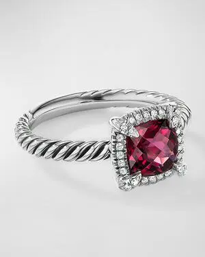 David Yurman Petite Chatelaine Ring With Gemstone And Diamonds - Garnet