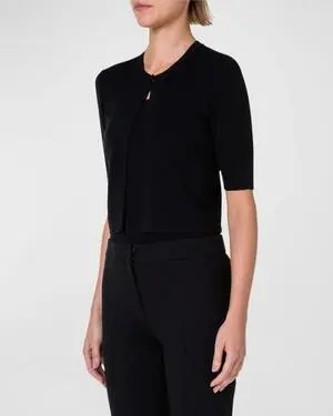Akris Knit Half-sleeve Cardigan - Black