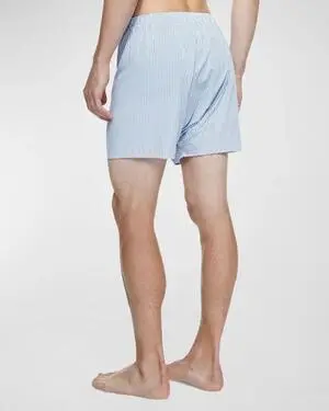 Derek Rose Apos;s James Classic Fit Cotton Stripe Boxer Shorts - Blue