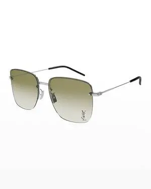 Saint Laurent Rimless Square Sunglasses 007 Shinny Silver