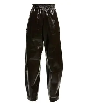 Bottega Veneta Leather Elastic Waist Joggers W/ Strap Cuff - Brown