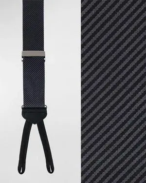 Trafalgar Leyton Diagonal-weave Silk Suspender - Graphite