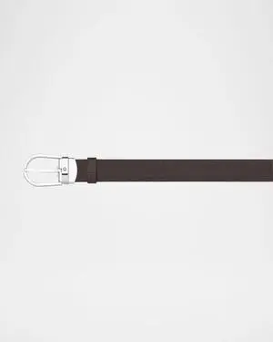 Montblanc Horseshoe-buckle Reversible Leather Belt - Black/brown