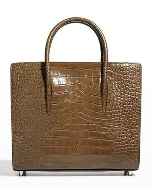 CHRISTIAN LOUBOUTIN Paloma Medium Croc-embossed Top-handle Bag - E448 Silex