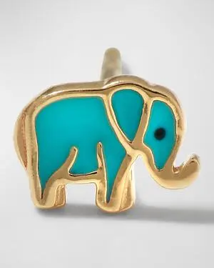 SYDNEY EVAN Sydney Evan 14K Yellow Gold Mini Elephant Enamel Stud Earring No Color