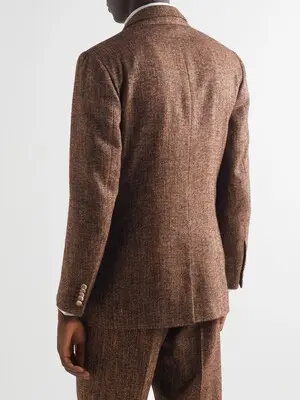 UMIT BENAN Layered Herringbone Tweed Suit Jacket