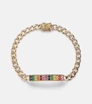 SYDNEY EVAN Id Bar Chain Bracelet With Sapphires - Gold