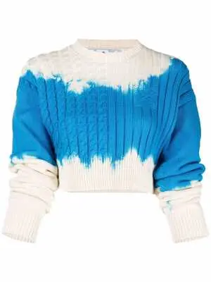 Off-White Cropped Cable-knit Sweater