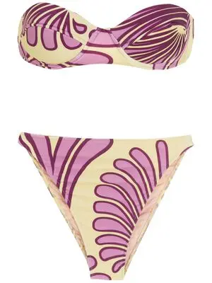 ADRIANA DEGREAS Printed High-leg Bikini Set - Purple