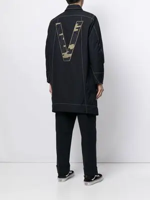 PORTS V Logo-appliqué Denim Overcoat