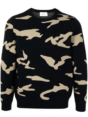 PORTS V Camouflage-pattern Wool Sweater