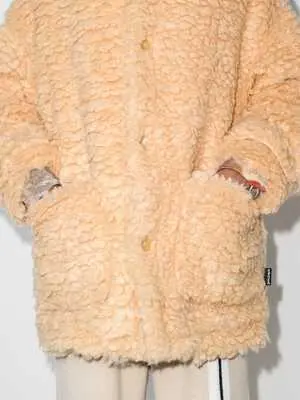 Palm Angels Faux-shearling Single-breasted Coat