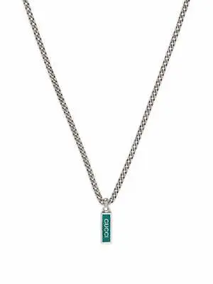Gucci Logo-pendant Turquoise-enamel Chain Necklace