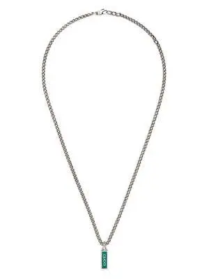 Gucci Logo-pendant Turquoise-enamel Chain Necklace