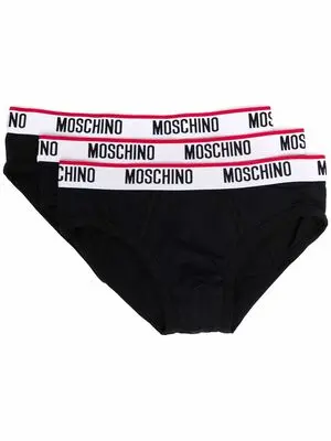 Moschino Logo-waistband Three-pack Briefs - Black