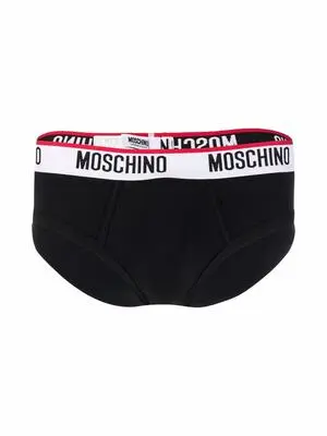 Moschino Logo-waistband Three-pack Briefs - Black