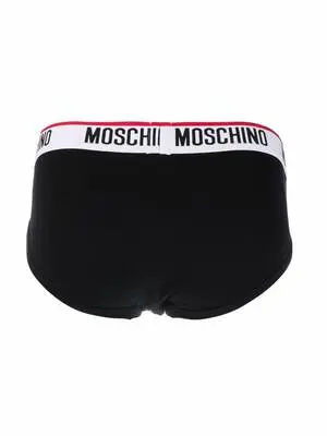 Moschino Logo-waistband Three-pack Briefs - Black