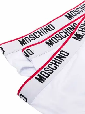 Moschino Logo-waistband Three-pack Briefs - White