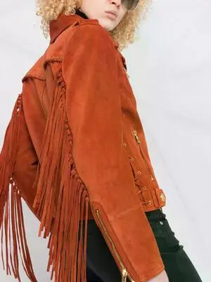 Balmain X Netflix Fringed Suede Asymmetric-zip Biker Jacket