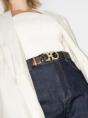 FERRAGAMO Gancini Reversible Belt - Black