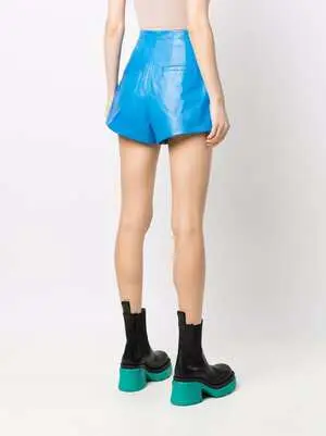 FERRAGAMO High-waisted Polished-finish Leather Shorts