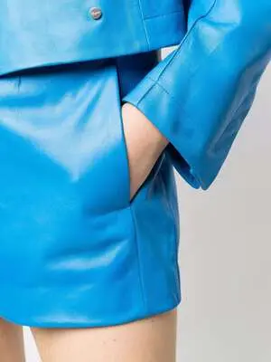 FERRAGAMO High-waisted Polished-finish Leather Shorts
