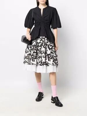 Comme Des Garçons Live Free-print Mid-length Skirt