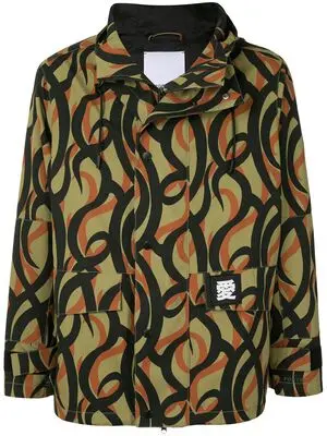 PORTS V Abstract-print Hooded Jacket
