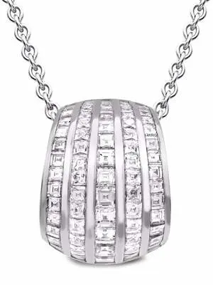 PRAGNELL 18kt White Gold Manhattan Five Row Diamond Pendant Necklace - Silver
