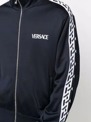 Versace A Greca Ogo-Embroidered Track Jacket In Blue - 65% Off