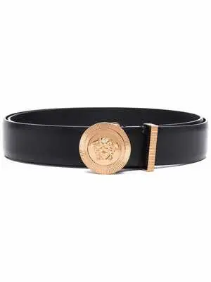 Versace Medusa Biggie Leather Belt - Black