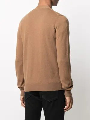 Play Comme Des Garcon Embroidered Logo-patch Cardigan - Brown