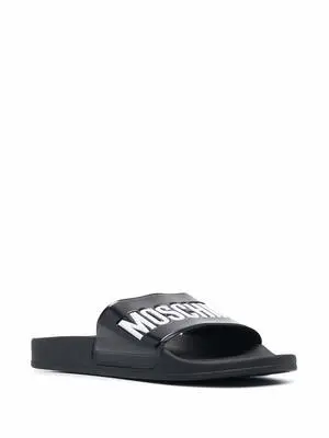 Moschino Embossed Slides - Black