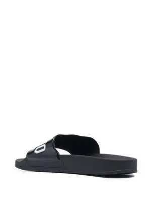 Moschino Embossed Slides - Black