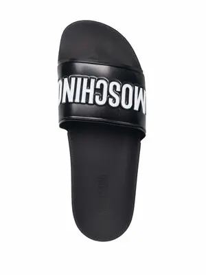 Moschino Embossed Slides - Black