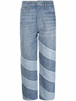 GANNI Diagonal-stripe Denim Jeans
