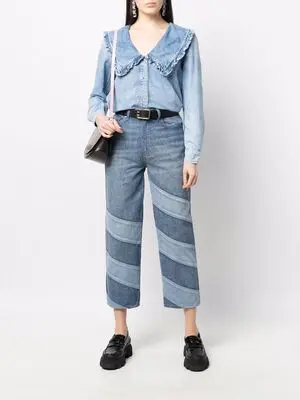GANNI Diagonal-stripe Denim Jeans