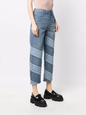GANNI Diagonal-stripe Denim Jeans