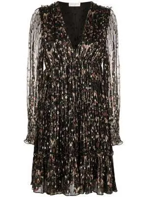 Sandro Floral Voile Dress - Black
