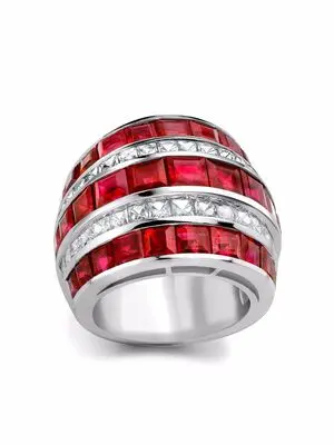 PRAGNELL Platinum Diamond And Ruby Ring - Silver