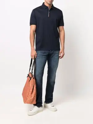 Paul Smith Signature Stripe-trim Polo Shirt - Blue