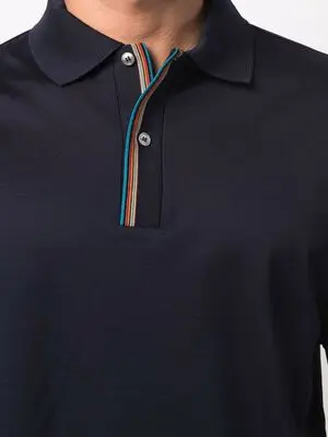 Paul Smith Signature Stripe-trim Polo Shirt - Blue