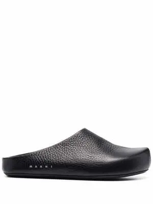 Marni Textured-leather Clog Slippers