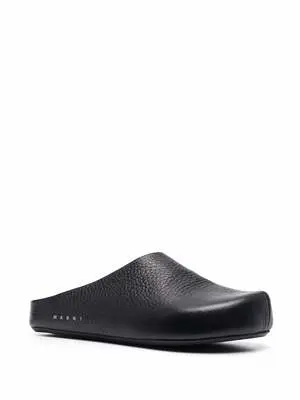 Marni Textured-leather Clog Slippers