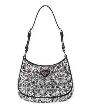 Prada Cleo Crystal-embellished Shoulder Bag - Metallic