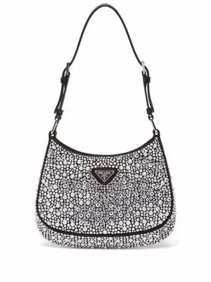 Prada Cleo Crystal-embellished Shoulder Bag - Metallic