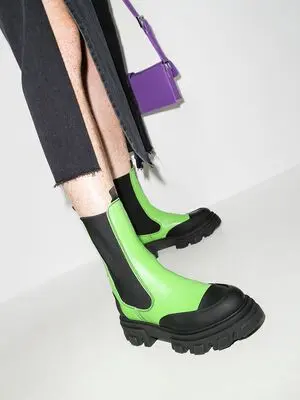 GANNI Chunky-sole Ankle Boots - Green