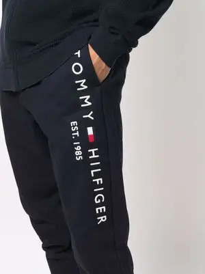 Tommy Hilfiger Logo-embroidered Drawstring Cotton Track Pants - Blue